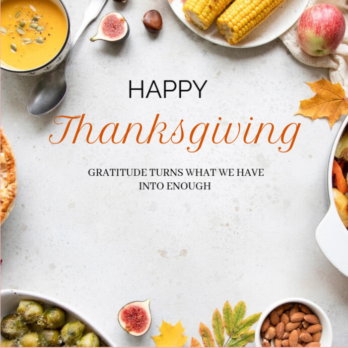 White Joyful Happy Thanksgiving Day Instagram Post Template | PosterMyWall