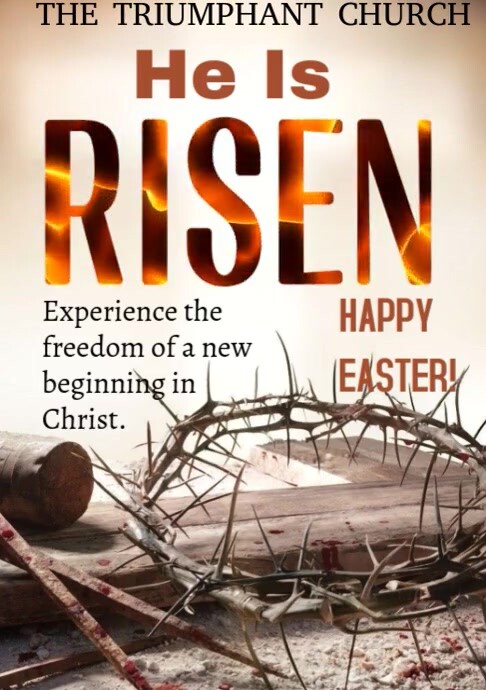 White Joyful He Is Risen Church Flyer A4 Template | PosterMyWall