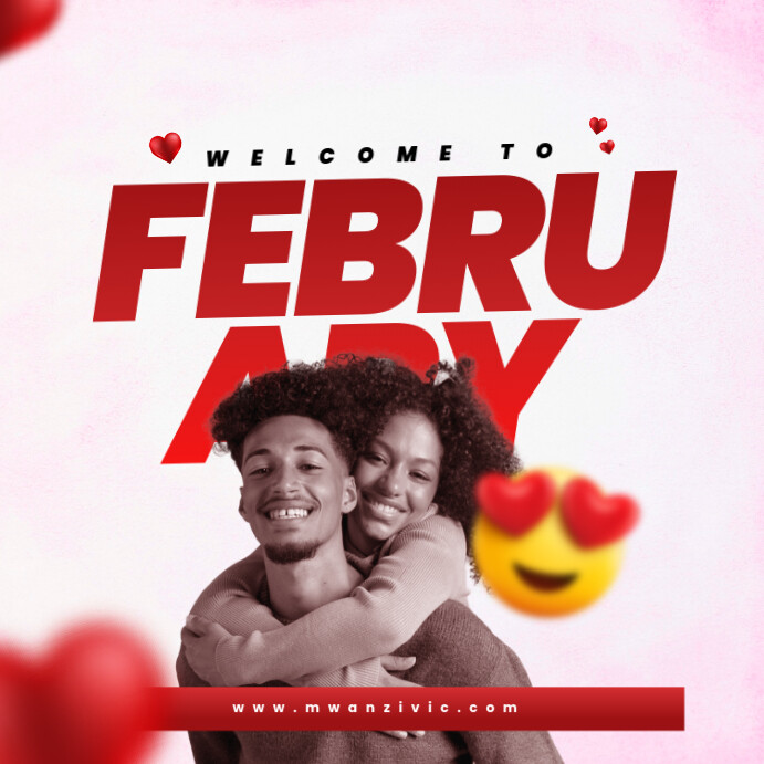 White Joyful Hearts February Month Instagram Post Template | PosterMyWall
