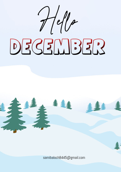 White Joyful Hello December A4 Template | PosterMyWall
