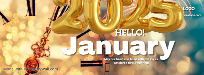 White Joyful Hello December Facebook Cover Photo Template | PosterMyWall