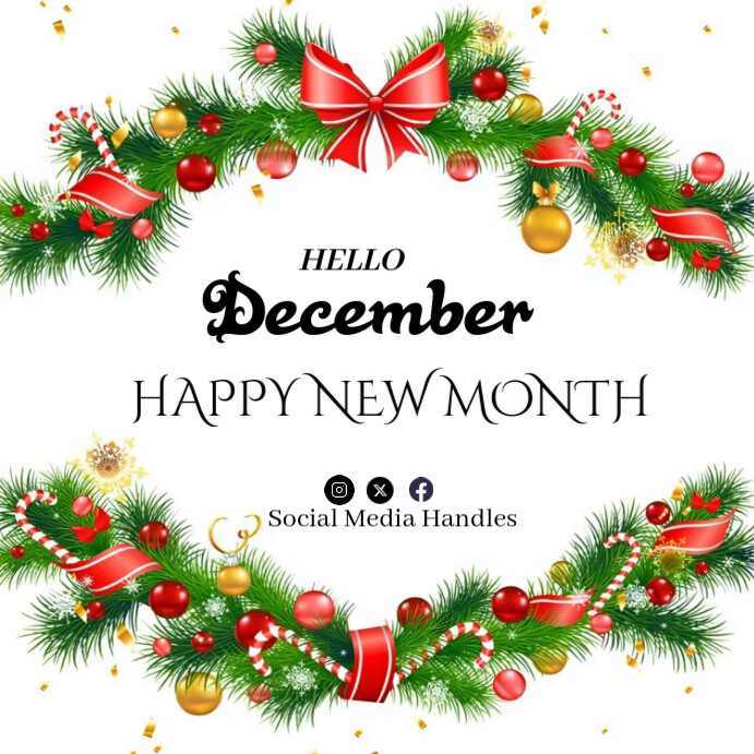 White Joyful Hello December Instagram Post Template | PosterMyWall