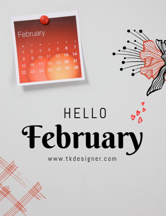 White Joyful Hello February Flyer (us Letter) Template | PosterMyWall