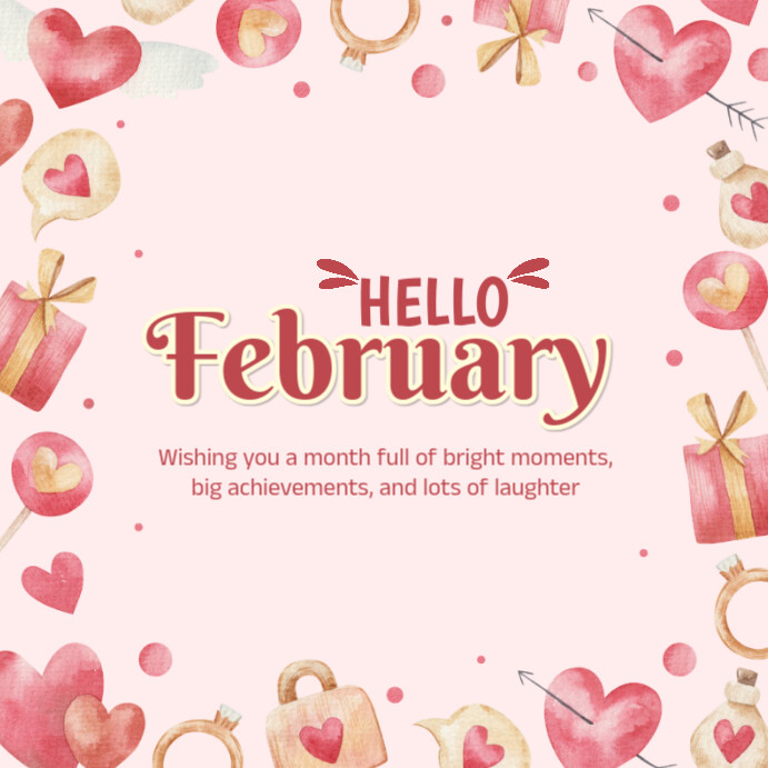 Plantilla de White Joyful Hello February Instagram Post | PosterMyWall