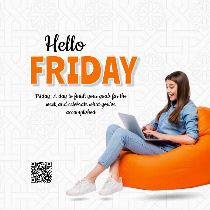 White Joyful Hello Friday Instagram Post Template | PosterMyWall
