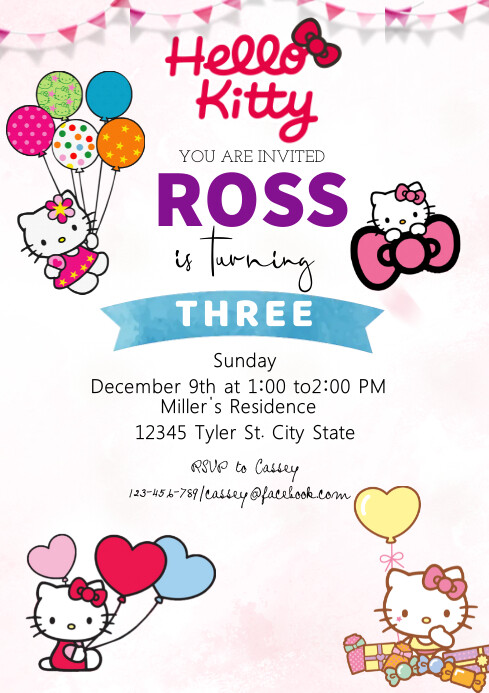 Copy of White Joyful Hello Kitty A4 | PosterMyWall