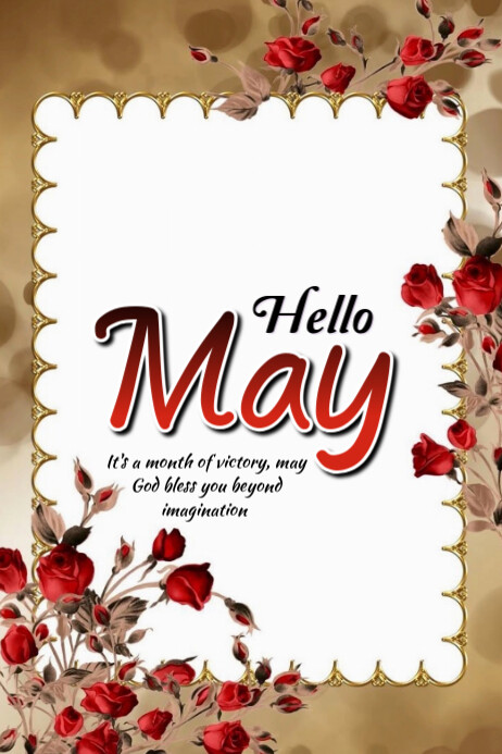 White Joyful Hello May Banner 4' × 6' Template | PosterMyWall