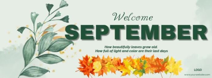 White Joyful Hello September Facebook Cover Photo Template | PosterMyWall