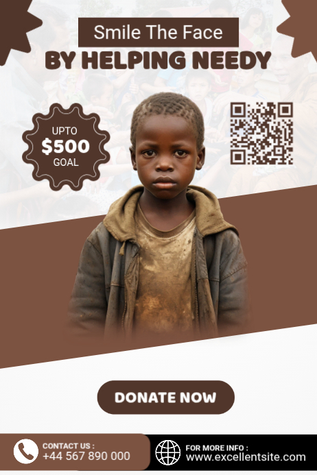 White Joyful Help The Needy Orphan Poster Template | PosterMyWall