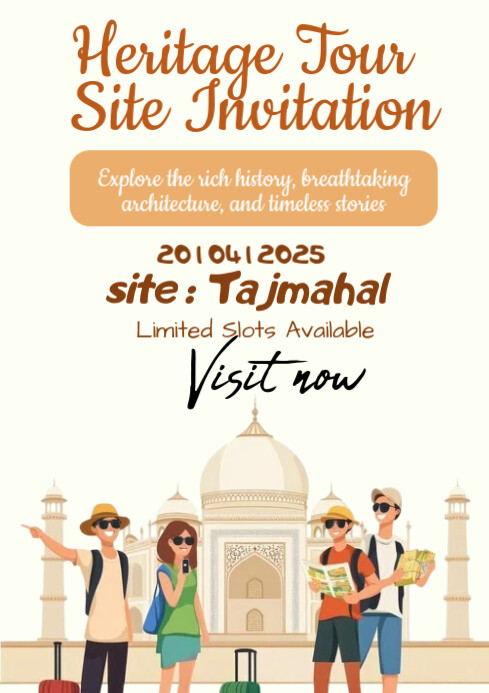 White Joyful Heritage Tour Invitation A2 Template | PosterMyWall