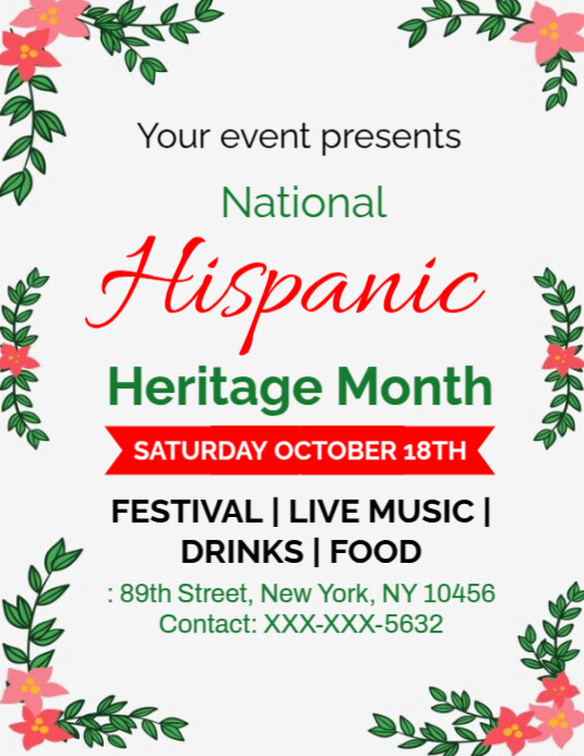 White Joyful Hispanic Heritage Month Flyer (us Letter) Template ...