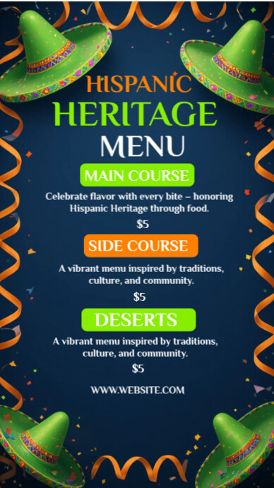 White Joyful Hispanic Heritage Month Menu Instagram Story Template ...