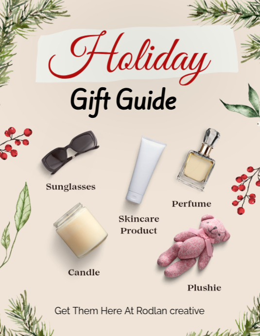 White Joyful Holiday Gift Guide Flyer (us Letter) Template | PosterMyWall