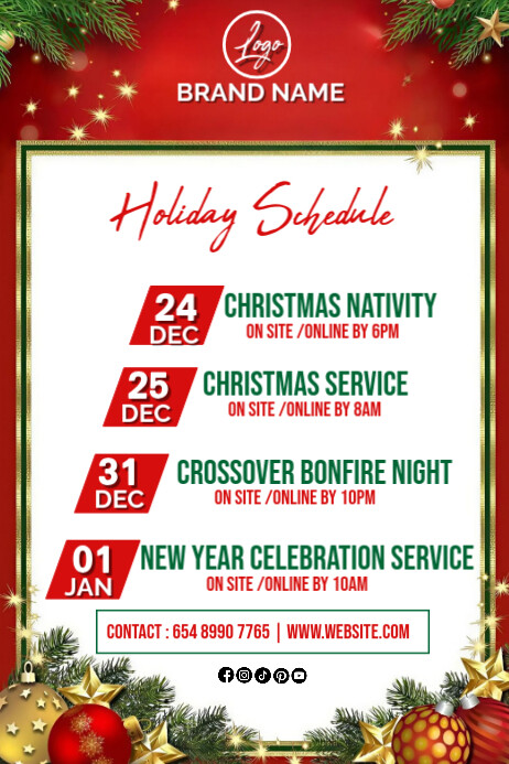 Copy of White Joyful Holiday Schedule Poster | PosterMyWall