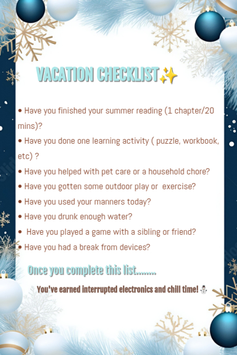 White Joyful Holiday Vacation Checklist Pinterest Graphic Template ...