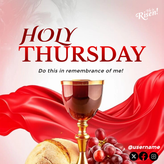 White Joyful Holy Thursday Greeting Card Template Instagram Post ...