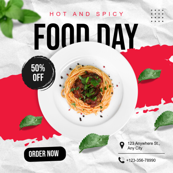 White Joyful Hot And Spicy Food Day Instagram Post Template | PosterMyWall