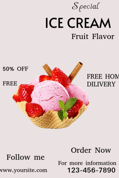 White Joyful Ice Cream Poster Template | PosterMyWall