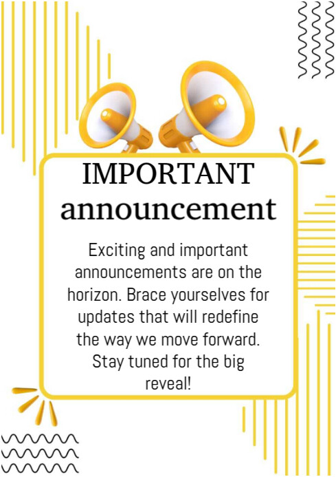White Joyful Important Announcement A4 Template | PosterMyWall