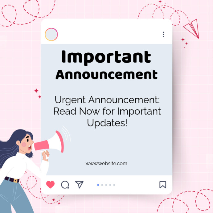 White Joyful Important Announcement Notification Posters Instagram Post ...