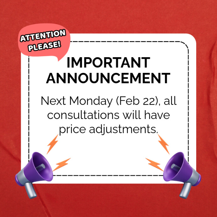 Copy of White Joyful Important Announcement Notification Posters ...