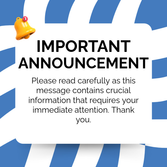 White Joyful Important Announcement Posters Instagram Post Template ...
