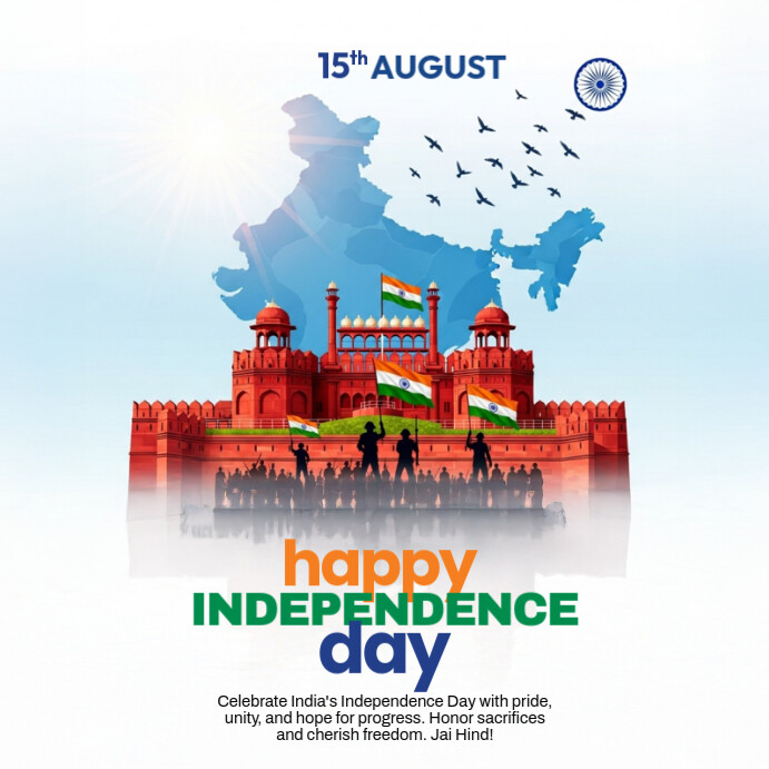 White Joyful Independence Day Of India Instagram Post Template ...