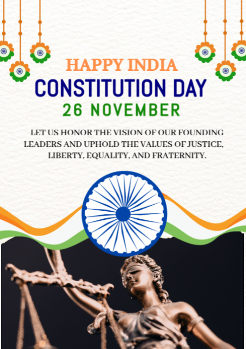 White Joyful India Constitution Day A2 Template | PosterMyWall
