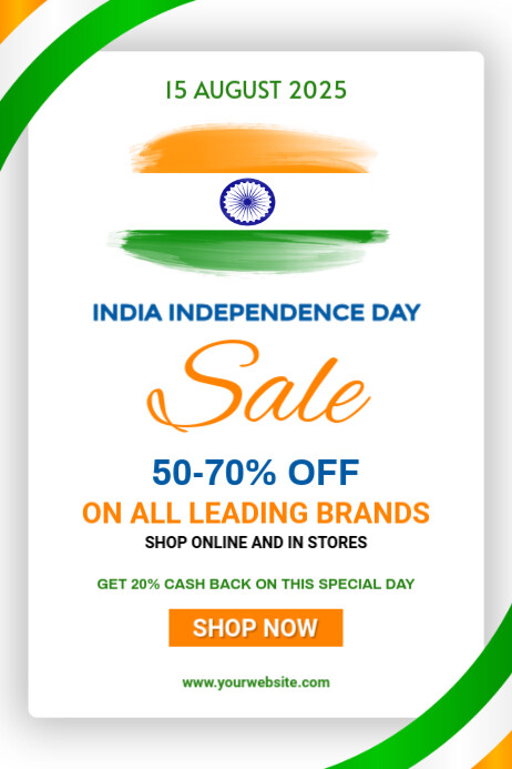 White Joyful India Independence Day Sale Poster Template | PosterMyWall