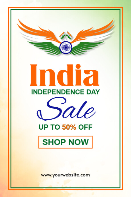White Joyful India Independence Day Sale Poster Template | PosterMyWall