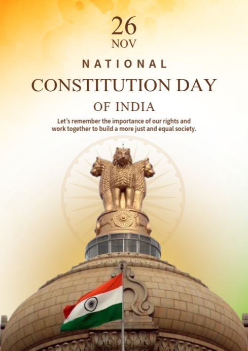 White Joyful Indian Constitution Day Online Wish Flyer Template A4 ...