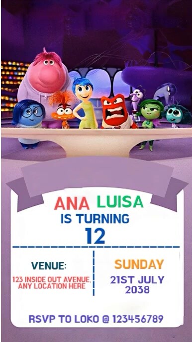 White Joyful Inside Out Birthday Digital Display (9:16) Template ...