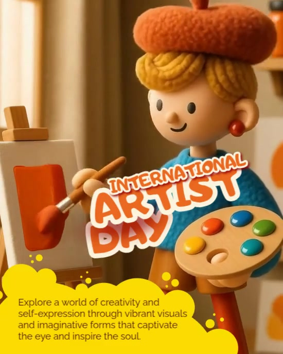 White Joyful International Artist Day Instagram Portrait Template ...