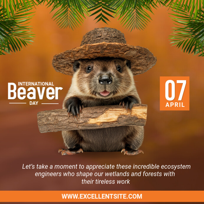 Plantilla de White Joyful International Beaver Day celebration ...