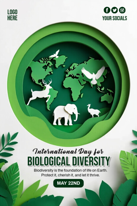 White Joyful International Day For Biological Biodiversity Poster ...