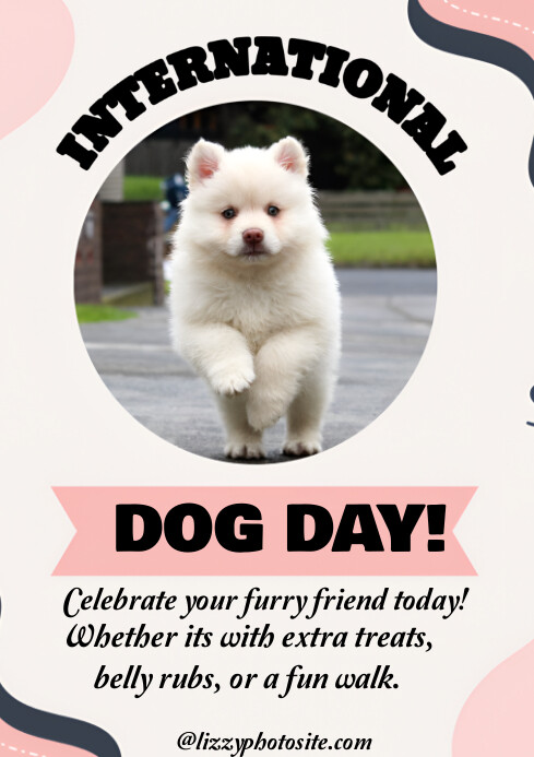 Modèle White Joyful International Dog Day Flyer A4 | PosterMyWall