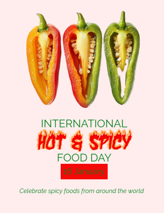 White Joyful International Hot & Spicy Food Day Flyer (us Letter ...