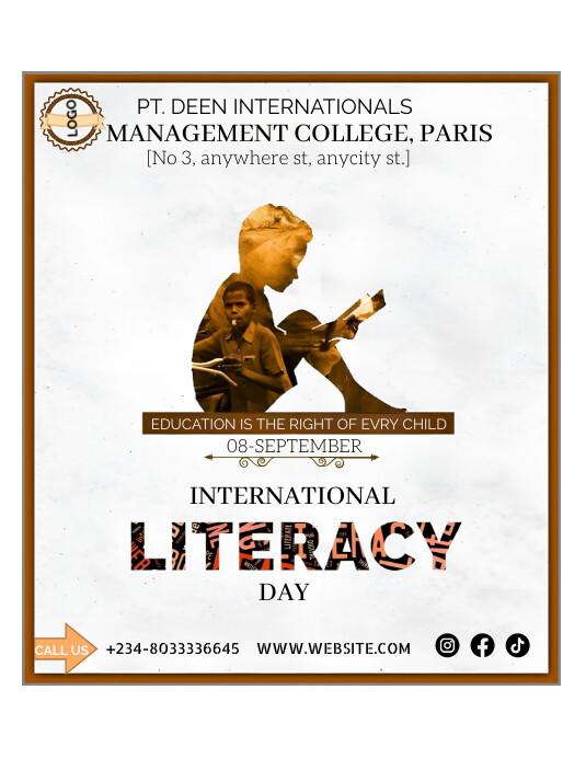 White Joyful International Literacy Day Flyer Template | PosterMyWall