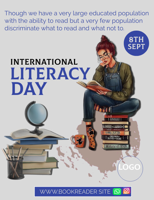 White Joyful International Literacy Day Flyer Template | PosterMyWall