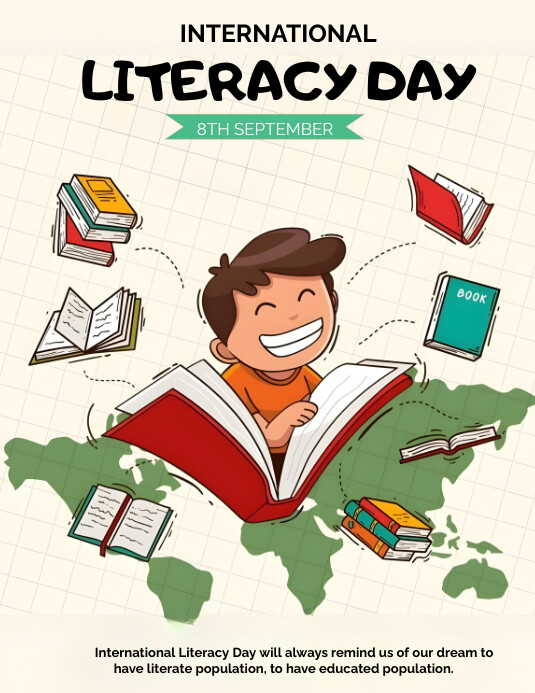 Modèle White Joyful International Literacy Day Flyer | PosterMyWall