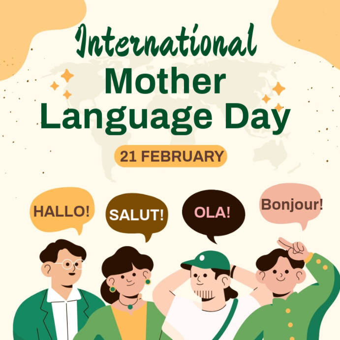 White Joyful International Mother Language Day Instagram Post Template | PosterMyWall