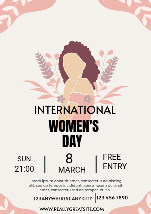 White Joyful International Women's Day A4 Template | PosterMyWall
