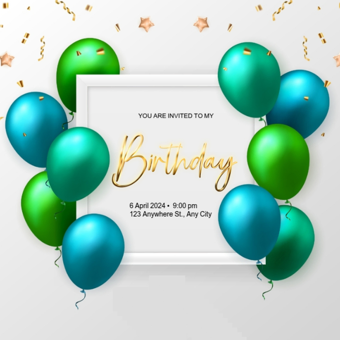 White Joyful Invitation/holiday/happy/aniversary/greeting/balloons ...