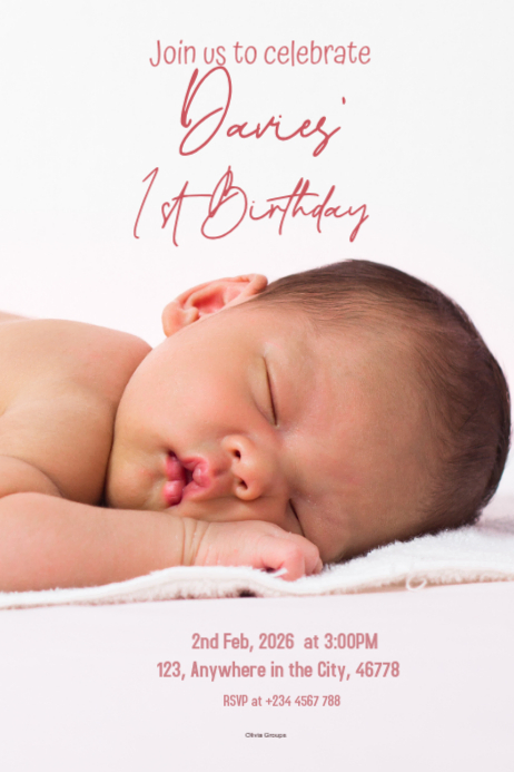 White Joyful Ist Birthday Design Flyer 2026 Poster Template | PosterMyWall