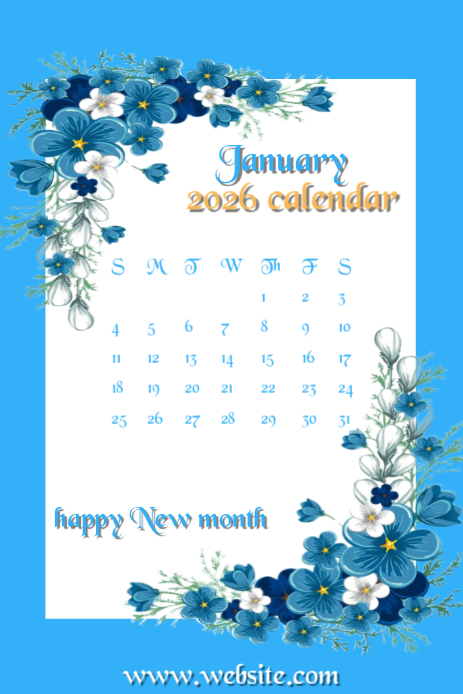 Plantilla de White Joyful January 2026 Calendar Pinterest Graphic ...