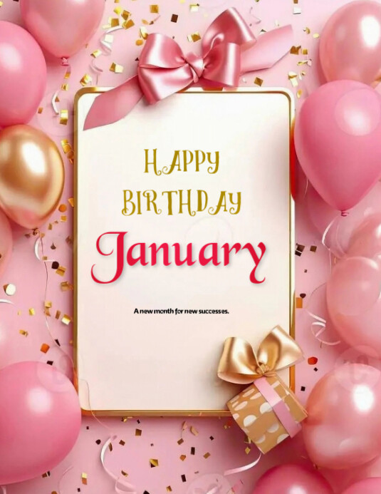 Copy of White Joyful January Birthday Flyer (us Letter) | PosterMyWall