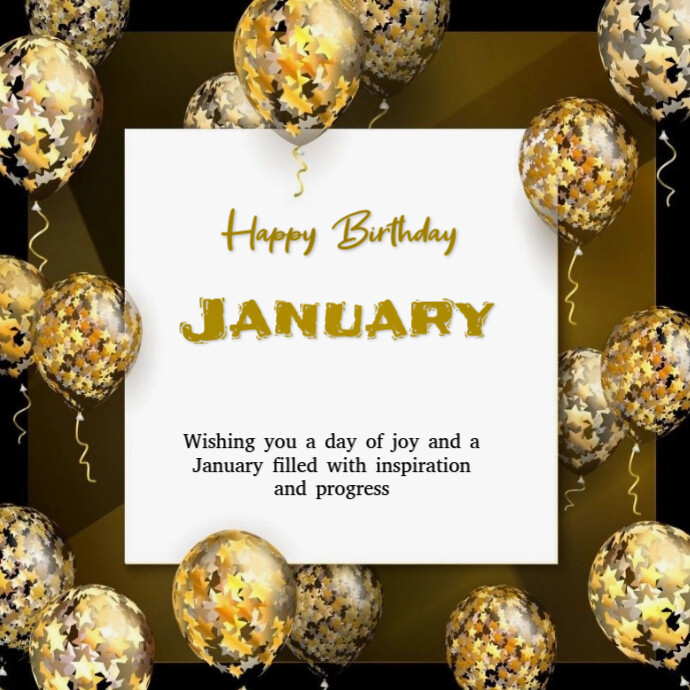 White Joyful January Birthday Logo Template | PosterMyWall
