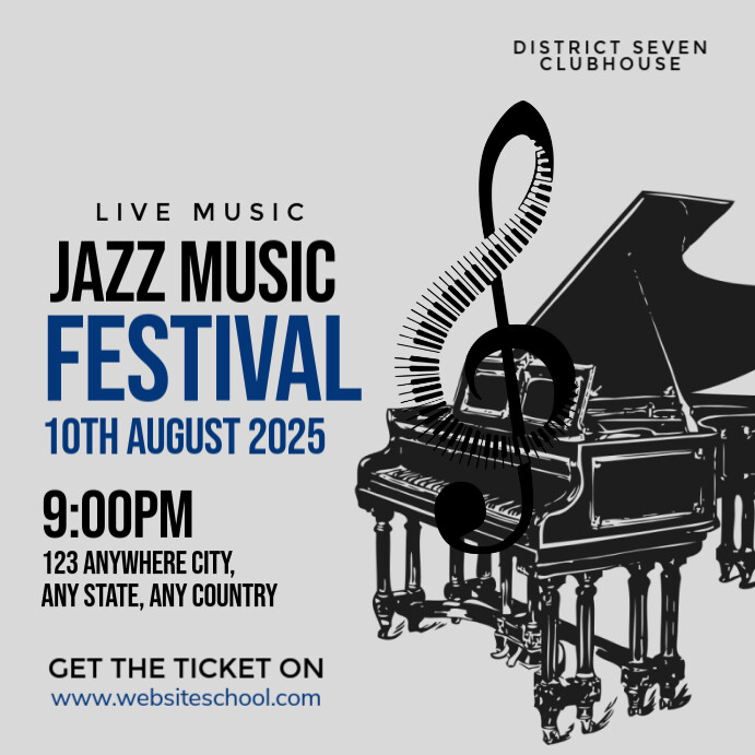 White Joyful Jazz Music Festival Instagram Post Template | PosterMyWall