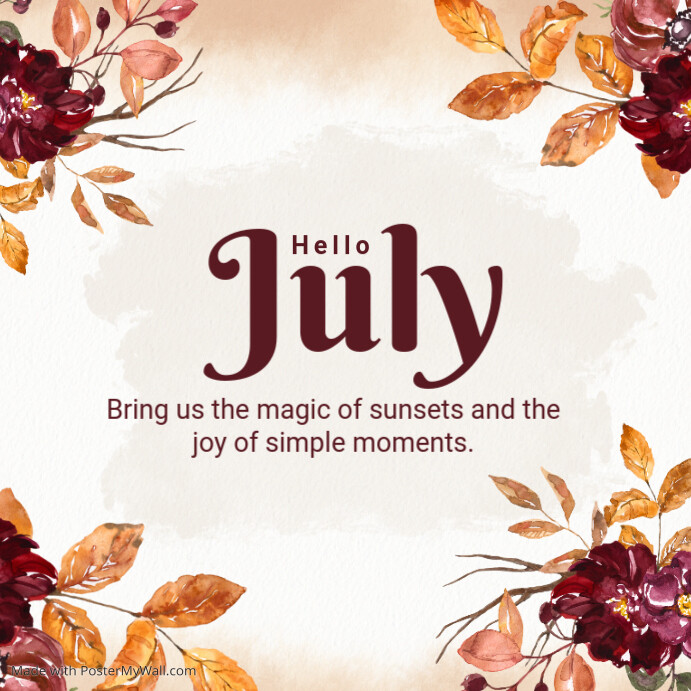 White Joyful July Instagram Post Template | PosterMyWall