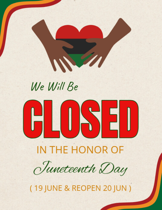 White Joyful Juneteenth Freedom Day Closed Flyer (us Letter) Template ...